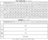 Staple Patterns (old size chart) – George And Ginger Patterns