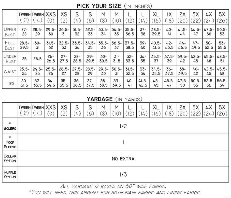 G O T H + G R U N G E (old size chart) – George And Ginger Patterns